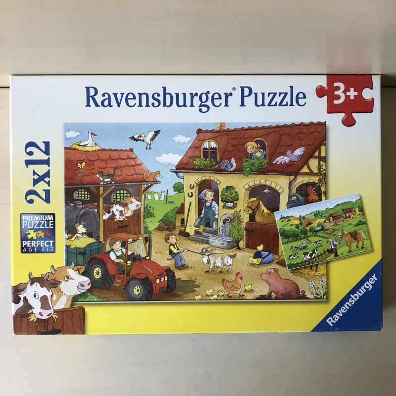 Puzzel 2 x 12 stukjes. Drukte op de boerderij.