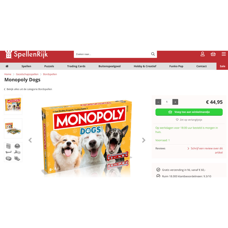 Monopoly dogs edition. Engelstalig.